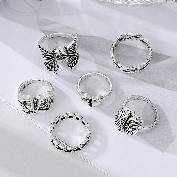 Jewelry | Human Heartskull Butterfly Ring Set | Poshmark